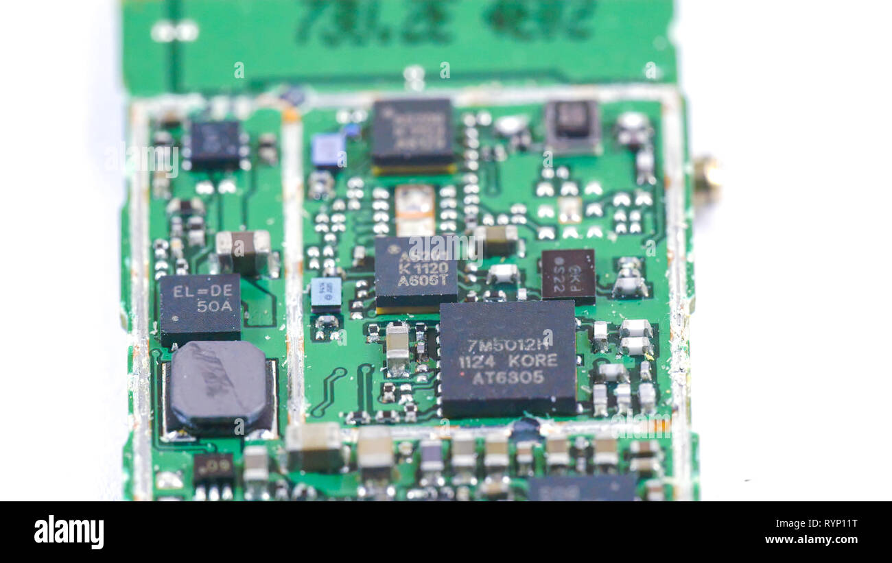 Closer look of the micro chip with some micro boards and wires on it ...