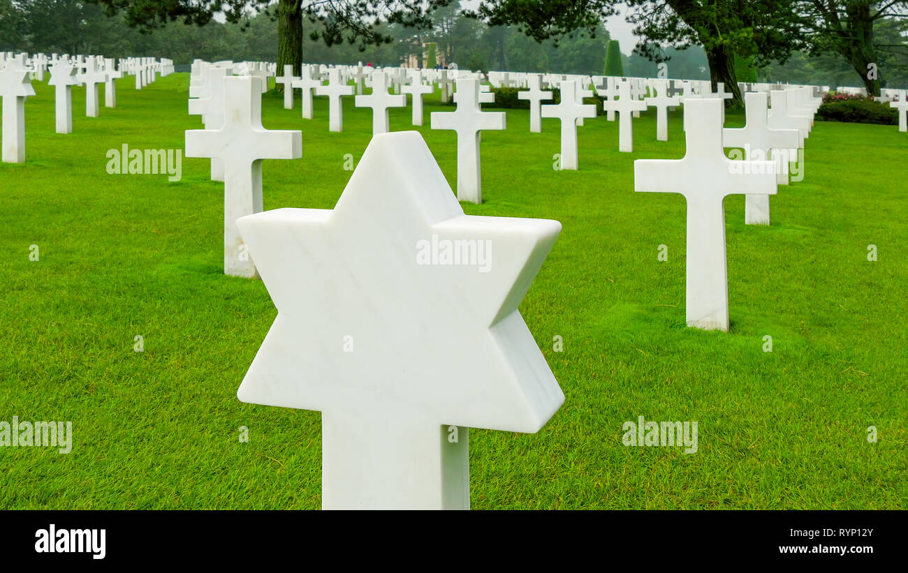 A star signed cross in Normandy Cemetery this signifies the jewish ...