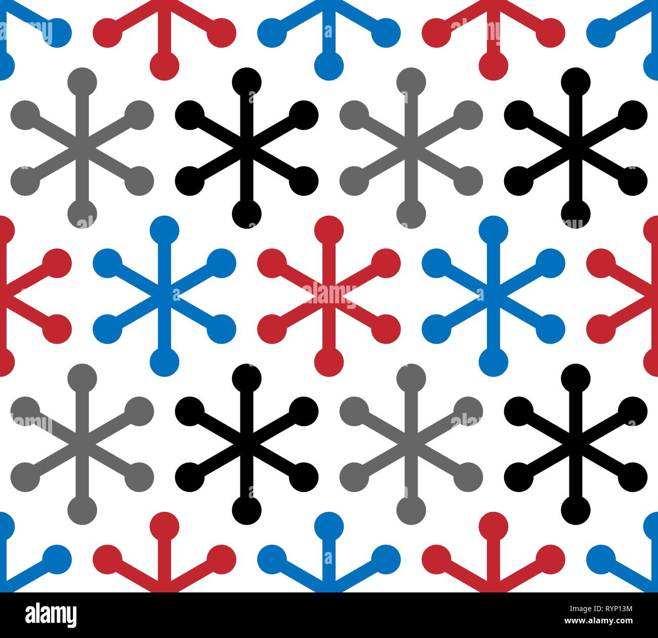 Vector modern snowflake seamless pattern. Repeating texture geometric ...
