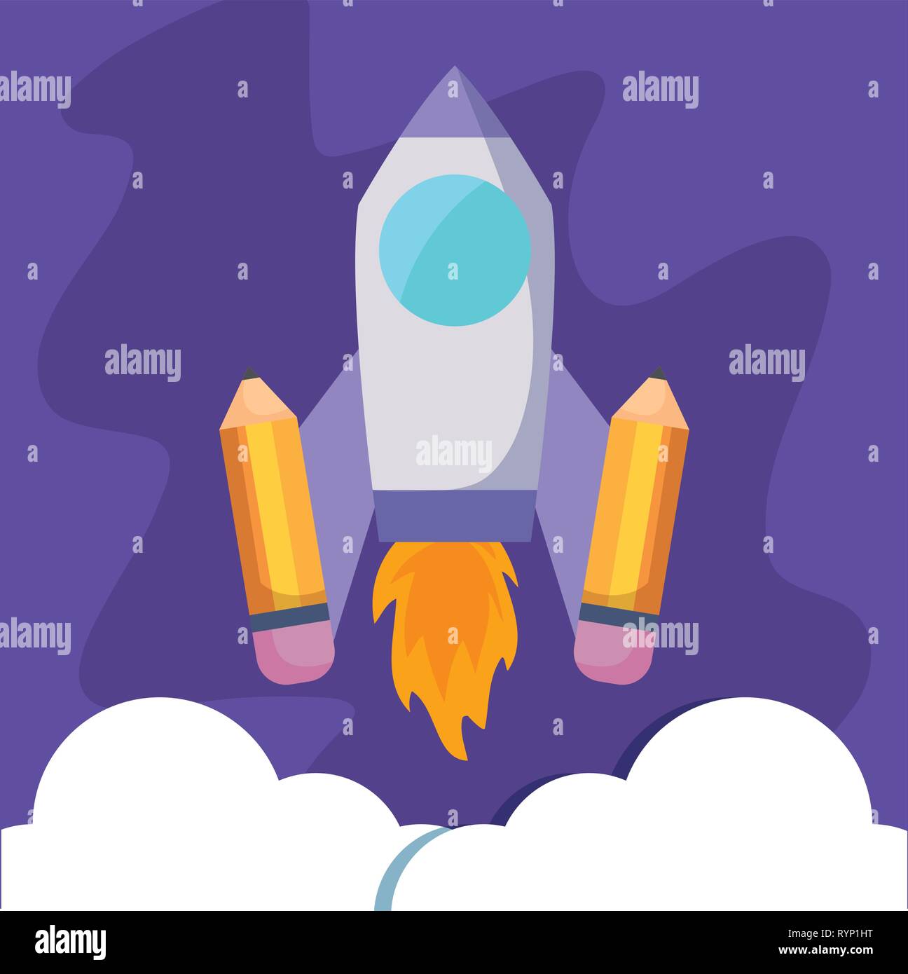 rocket launcher with pencils vector illustration design Stock Vector ...