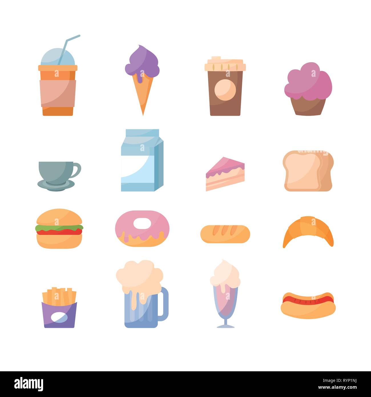 delicious milkshake with set food vector illustration design Stock ...