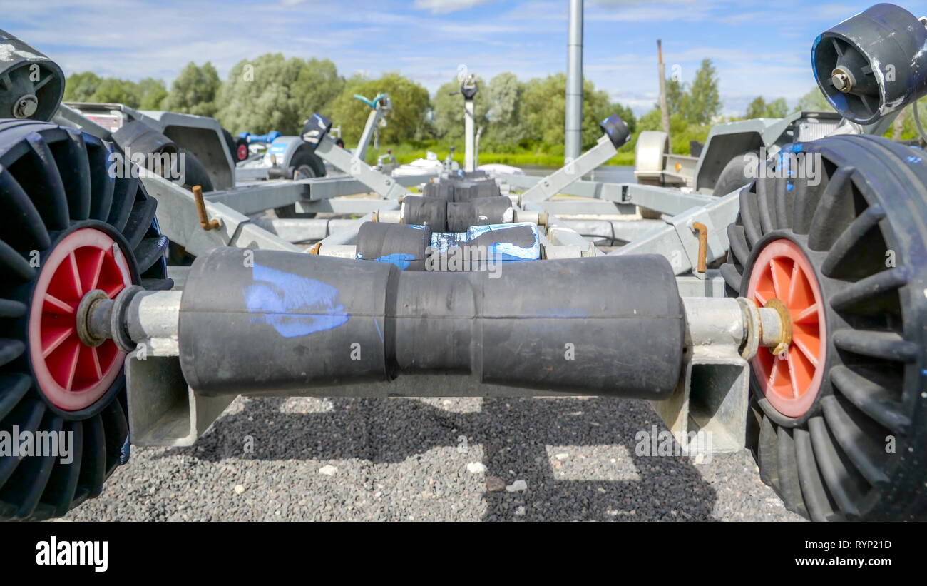 The closer look of the big boat trolley seen outside the parking lot in ...