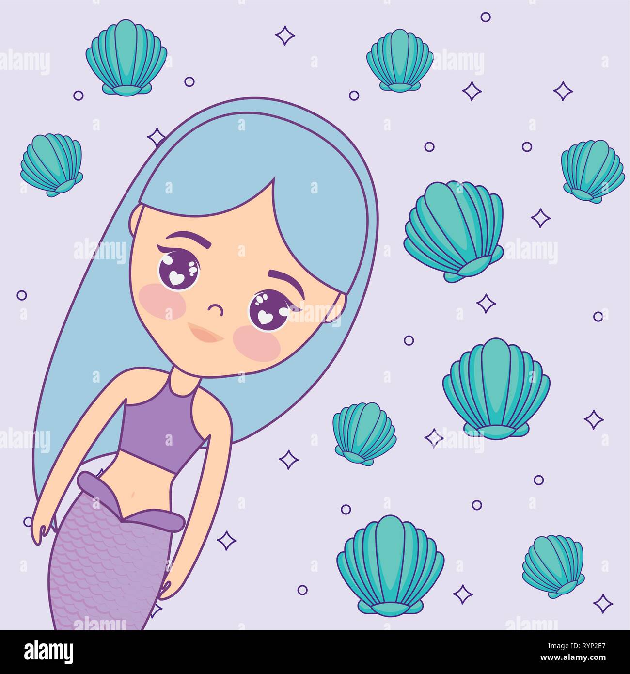 Cute little mermaid design Stock Vector Images - Alamy