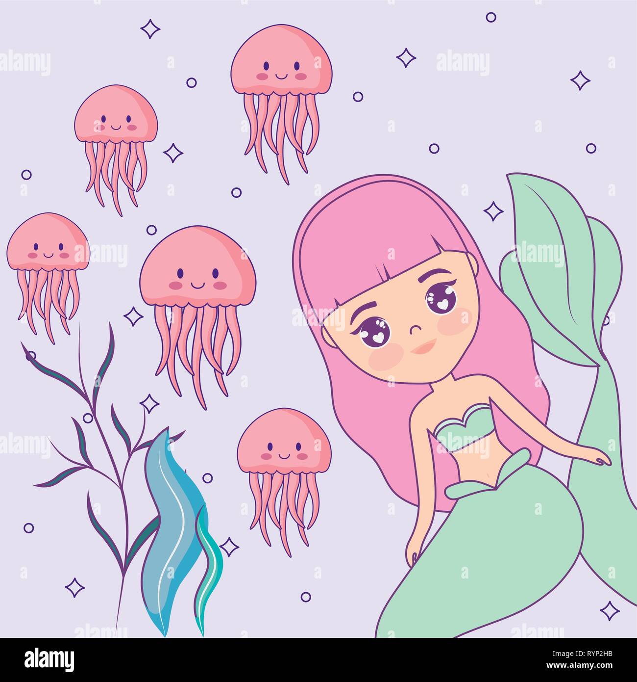 Cute little mermaid design Stock Vector Images - Alamy