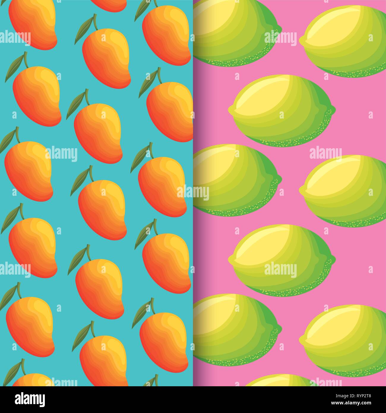 pattern of lemons and mangoes fresh fruits vector illustration design ...