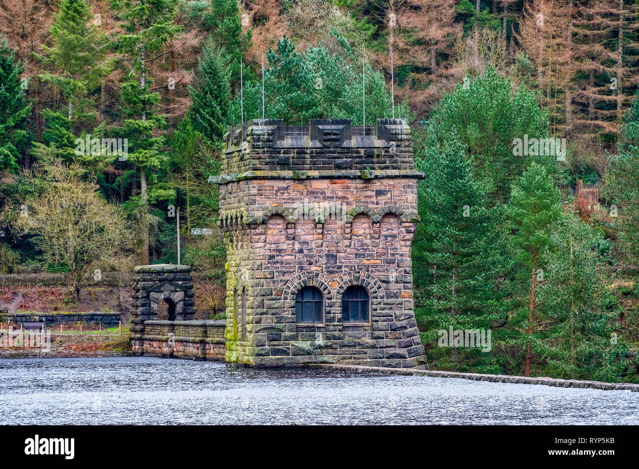 View of Derwent Dam and Reservoir, Peak District, Derbyshire, UK. This ...