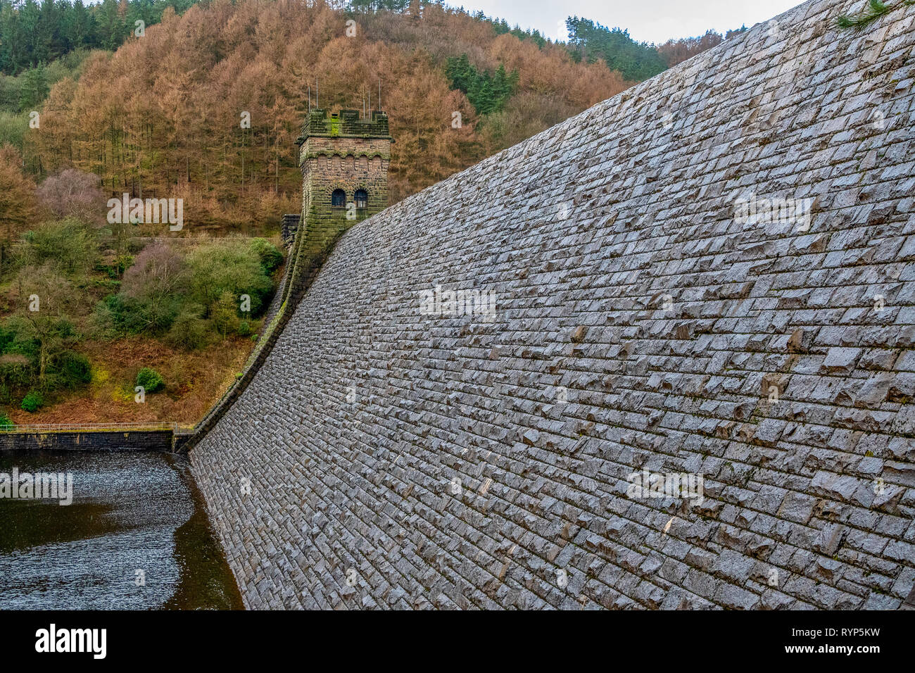 View of Derwent Dam and Reservoir, Peak District, Derbyshire, UK. This ...