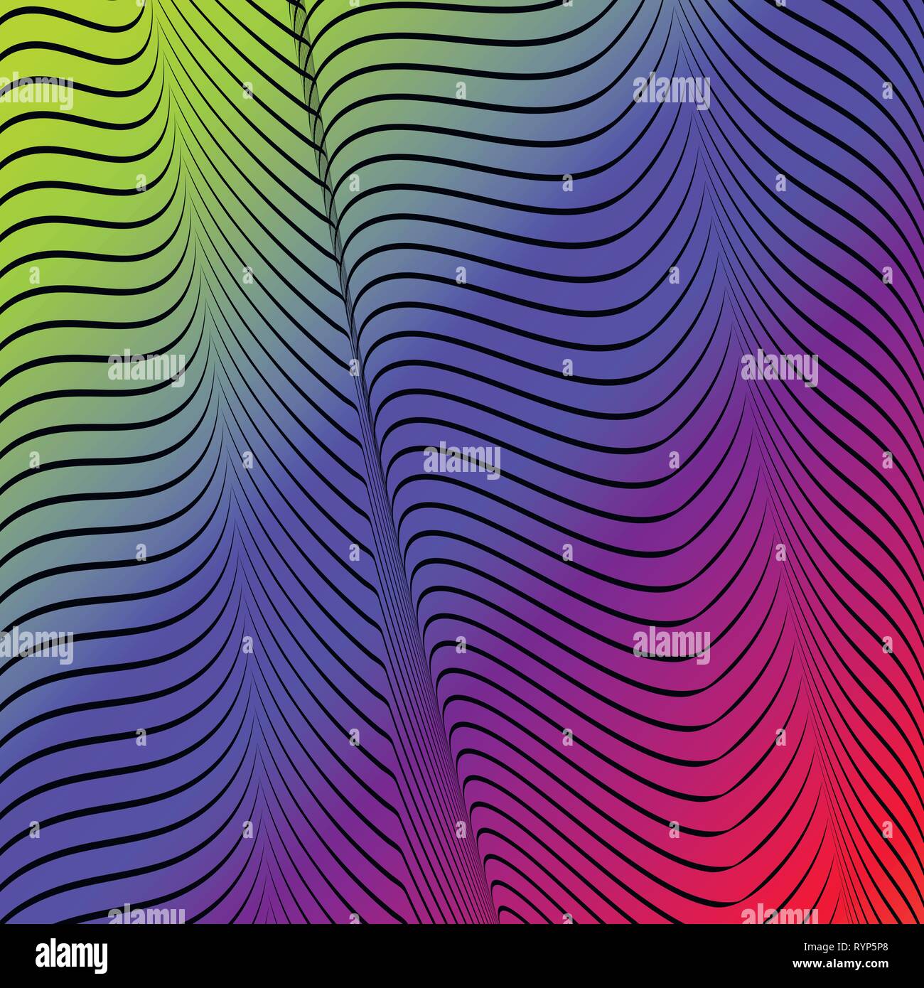 Abstract acid color wavy background, optical art, opart striped. Neon ...