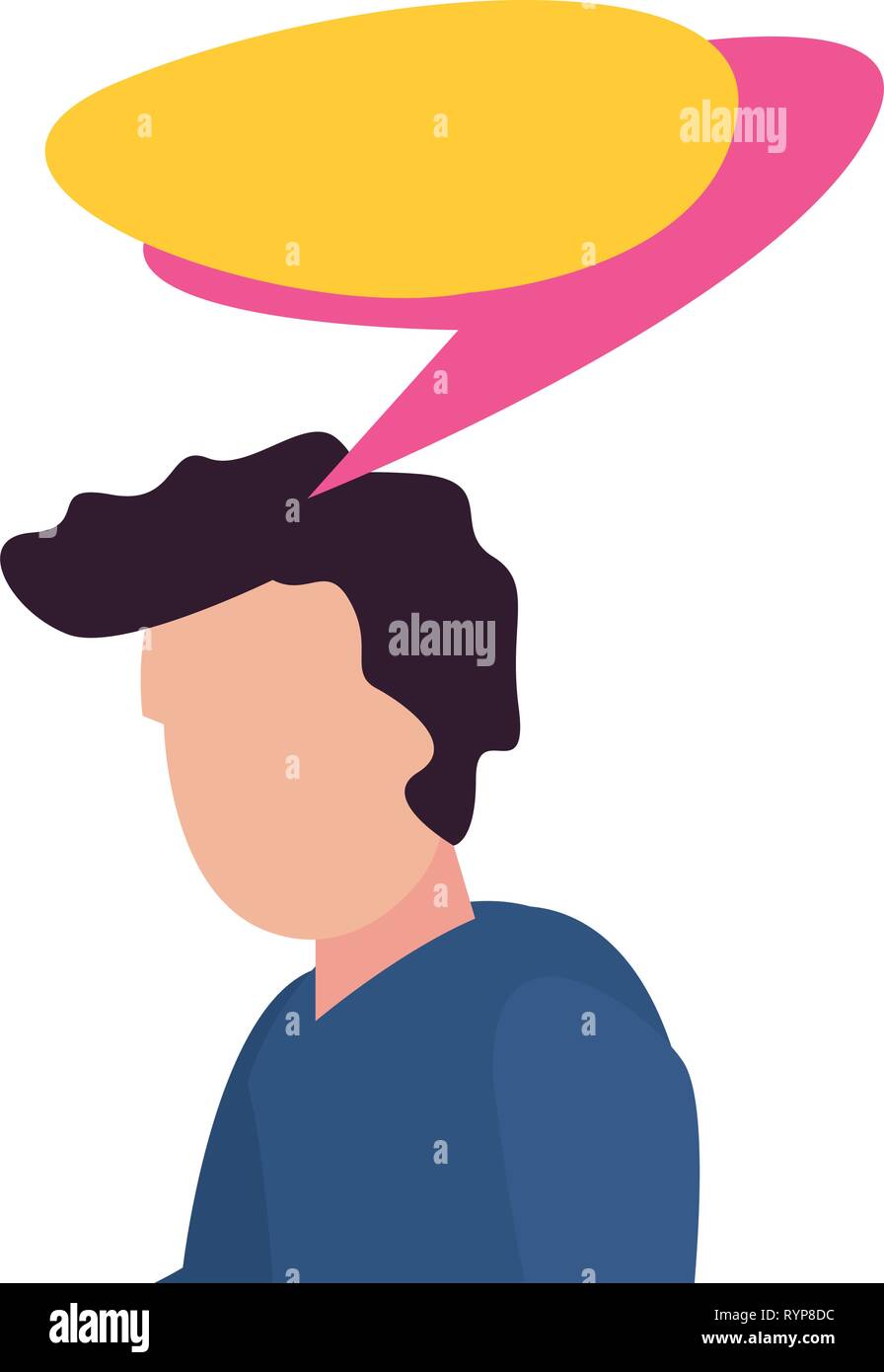 man character speech bubble think vector illustration Stock Vector ...