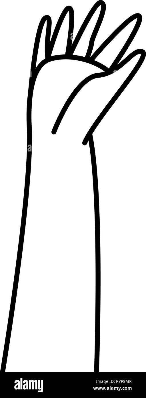 raised hand showing fingers palm vector illustration Stock Vector Image ...