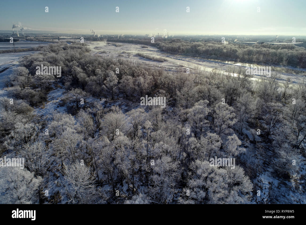 Aerial view of rime ice Stock Photo - Alamy