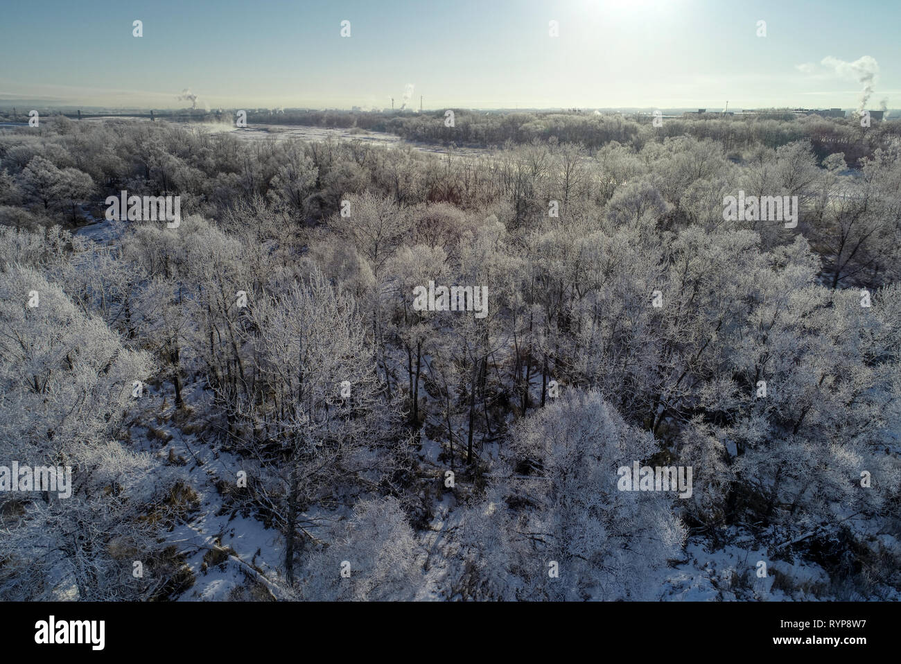 Aerial view of rime ice Stock Photo - Alamy