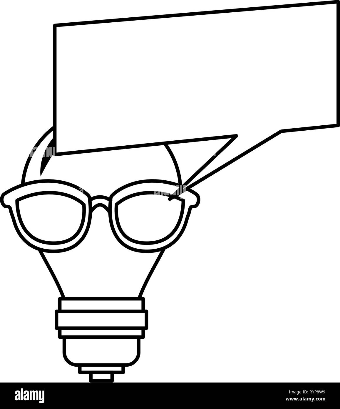 bulb light with eyeglasses speech bubble vector illustration Stock Vector Image & Art - Alamy