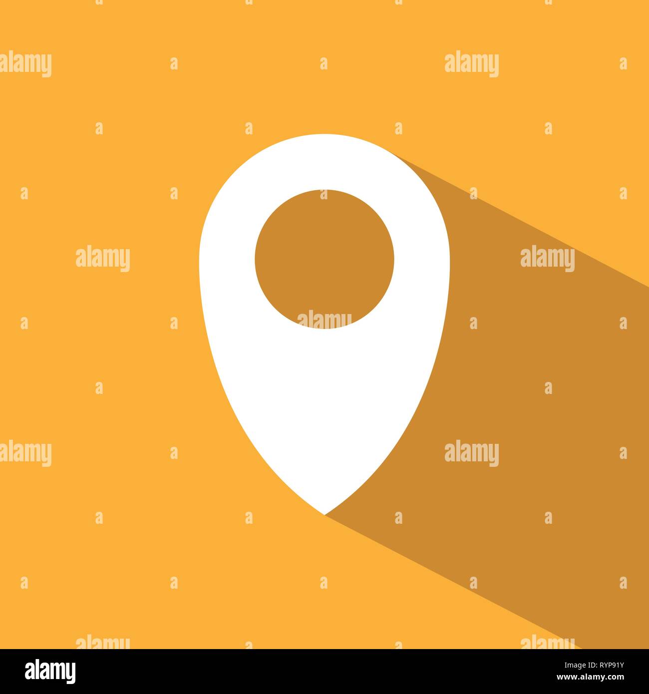 Map pointer symbol icon isolated with long shadow. Marker location sign ...