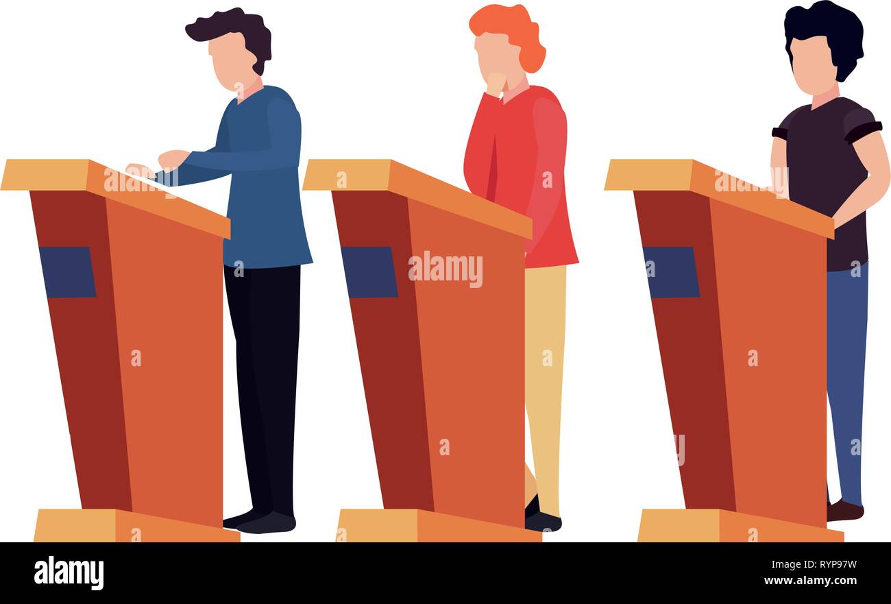trivia night - men in the stand game vector illustration Stock Vector ...