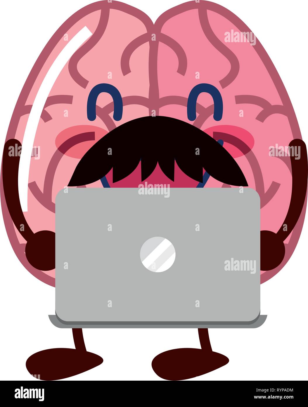 brain cartoon laptop education online vector illustration Stock Vector ...