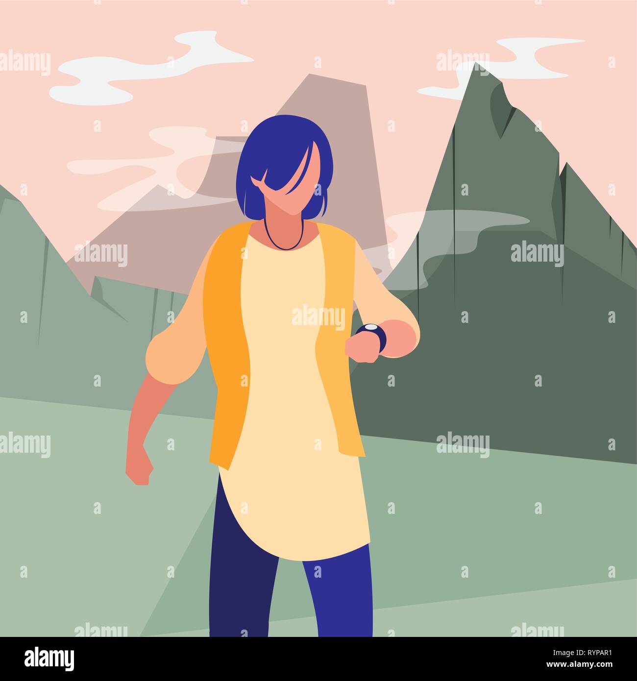 landscape nature with standing man vector illustration Stock Vector ...