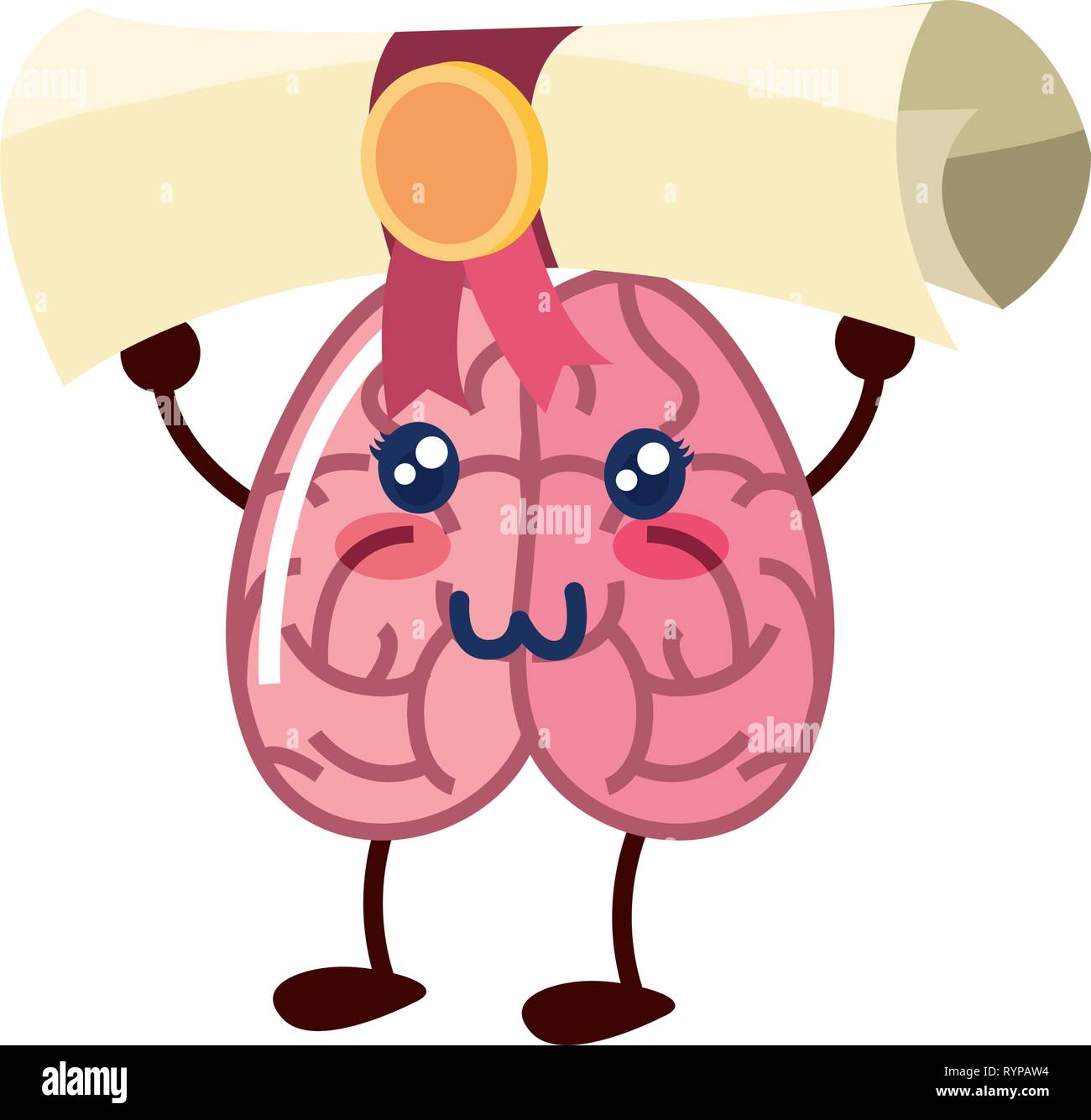 brain cartoon education certificate school vector illustration Stock ...
