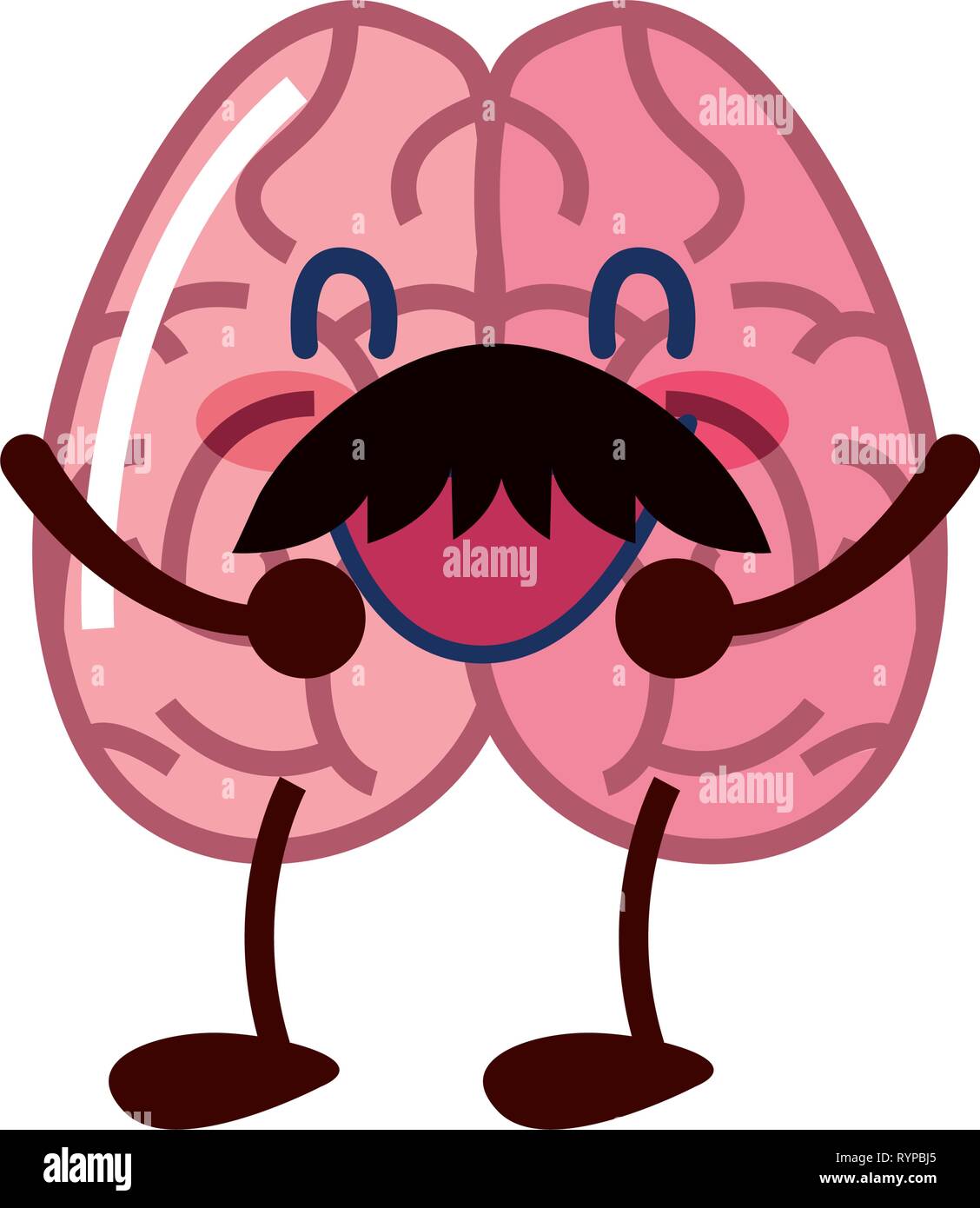 brain cartoon character with mustache vector illustration Stock Vector ...