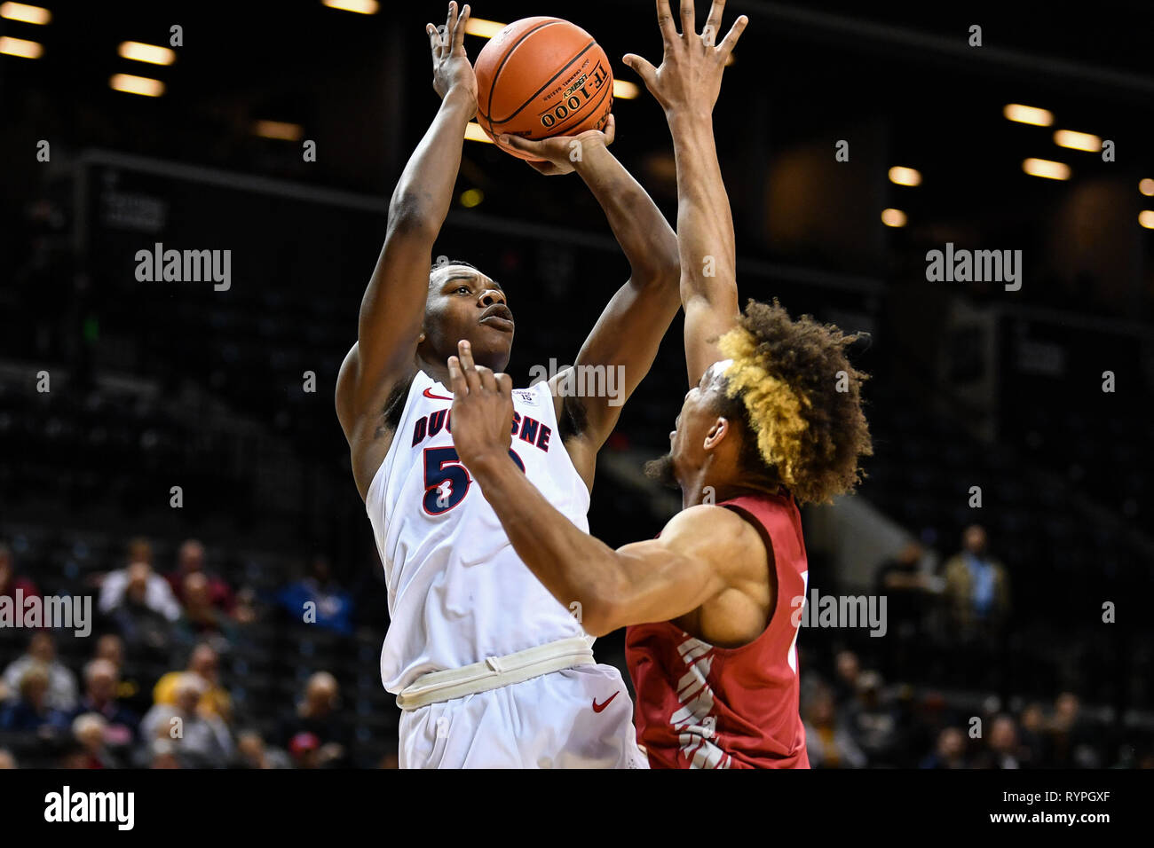 Brooklyn, New York, USA. 14th Mar, 2019. Duquesne Dukes guard ERIC ...