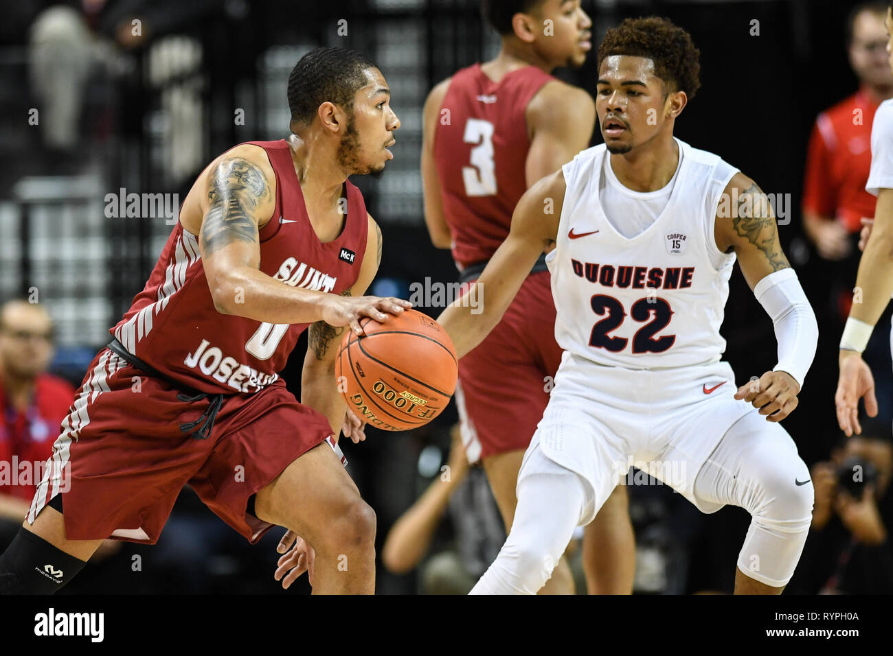 Brooklyn, New York, USA. 14th Mar, 2019. Saint Joseph's Hawks guard ...