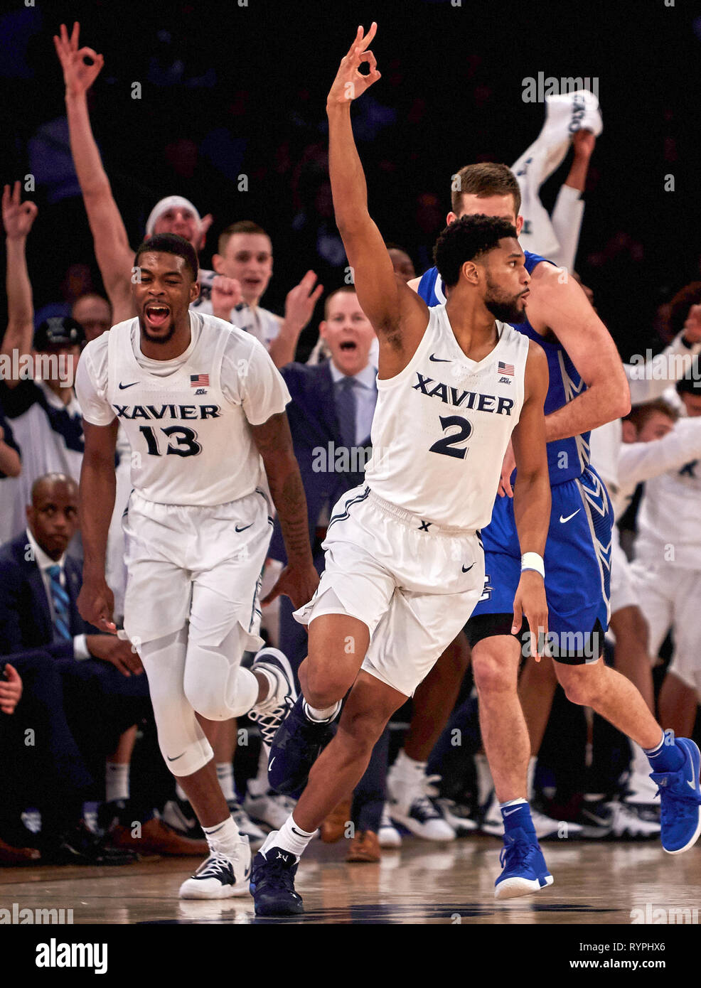 New York, New York, USA. 14th Mar, 2019. Xavier Musketeers guard Kyle ...