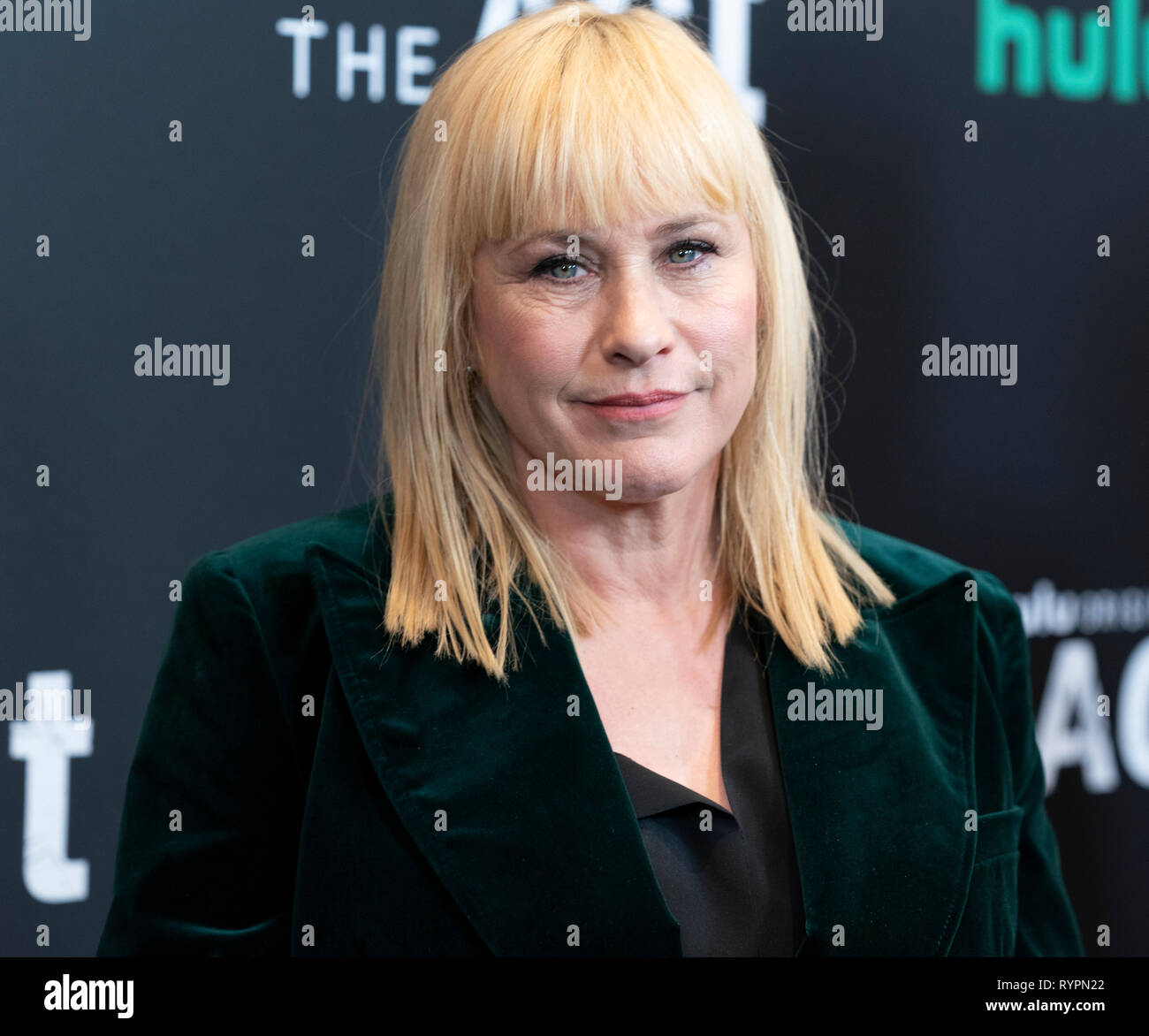 New York, NY - March 14, 2019: Patricia Arquette wearing suit by Bella ...