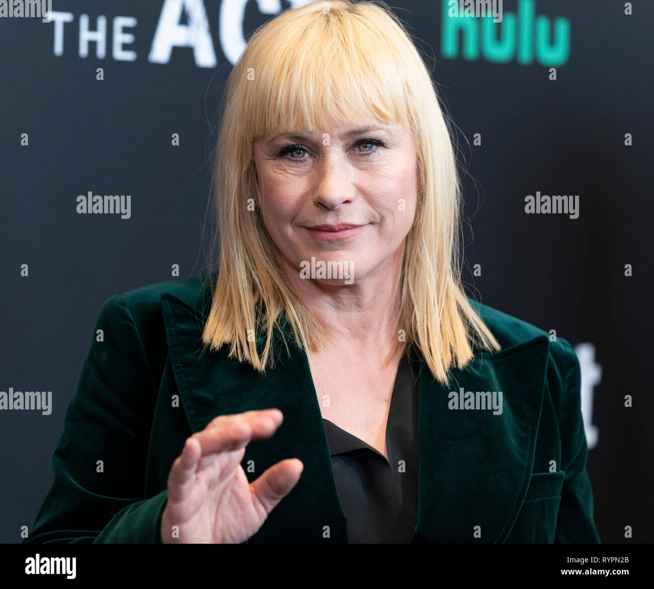 New York, NY - March 14, 2019: Patricia Arquette wearing suit by Bella ...