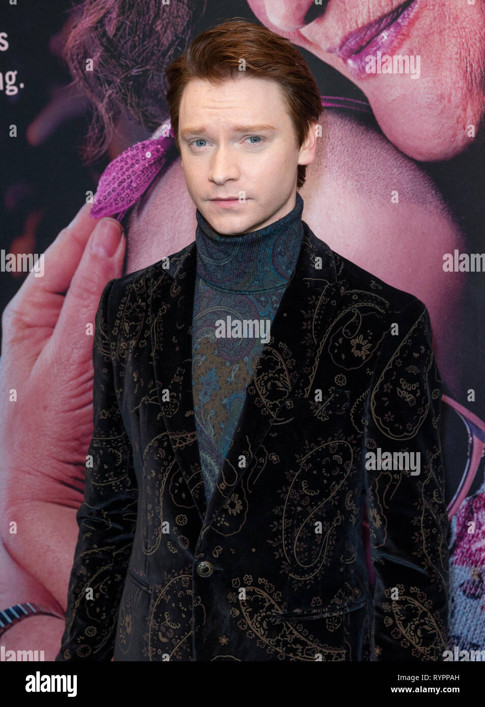 New York, NY - March 14, 2019: Calum Worthy wearing suit by Etro ...