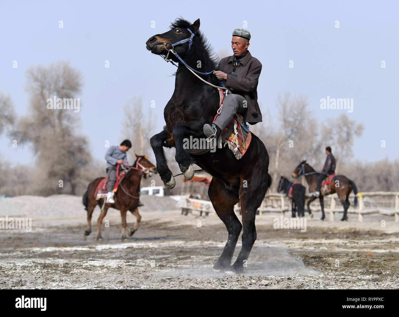 Awat, China's Xinjiang Uygur Autonomous Region. 12th Mar, 2019. A local ...