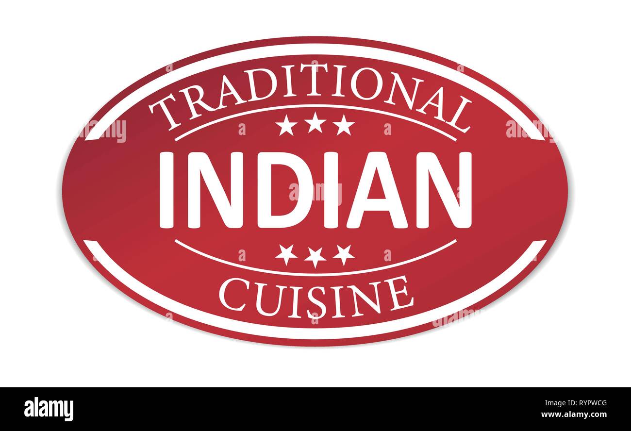 traditional indian cuisine paper web badge logo icon with stars Stock ...