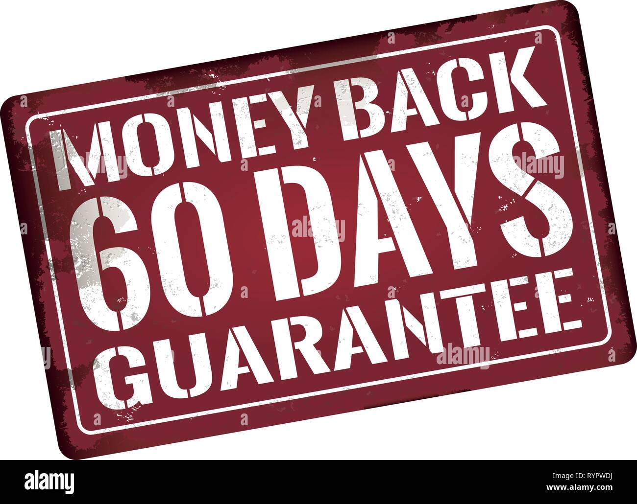 money back 60 days guarantee dirty rusty metal icon plate sign Stock ...