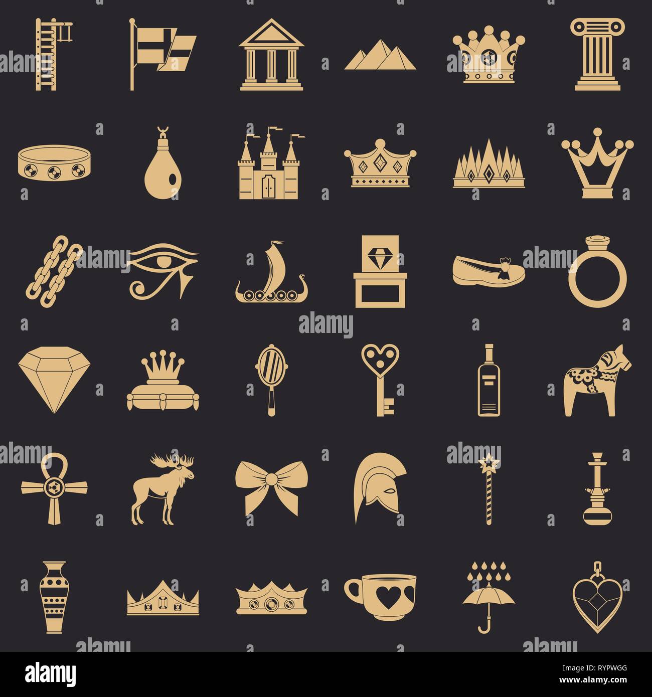 Gold crown icons set, simple style Stock Vector Image & Art - Alamy