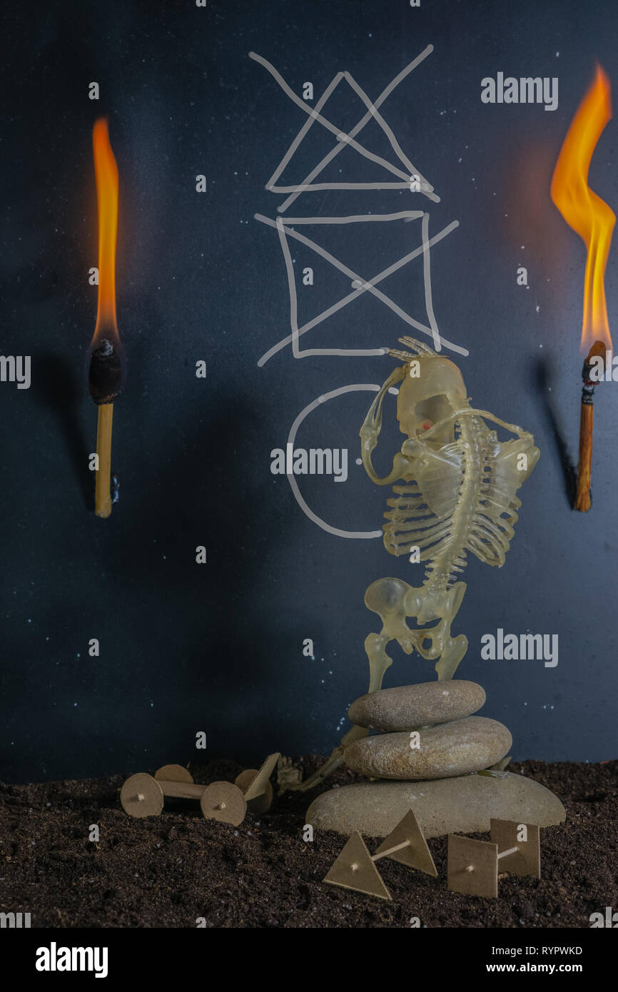 concept depict wheel invention process. ancient man sit on a rock at ...