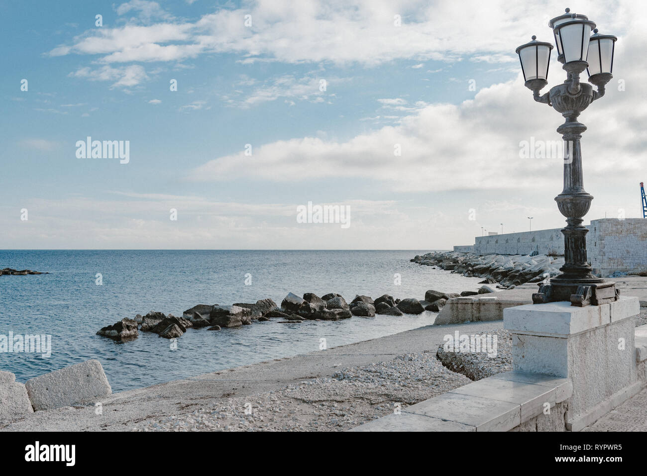 Bari, Italy - 28 July, 2018: Embankment of small south town Bari in ...