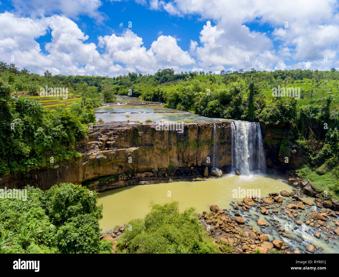 Waterfall with spectacular and dramatic sky and cloud Stock Photo - Alamy