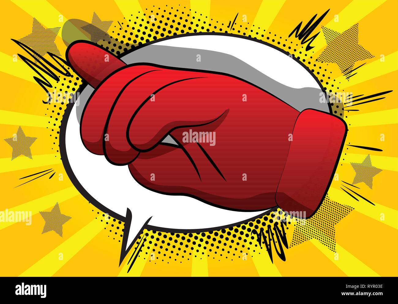 Vector cartoon pointing hand. Illustrated hand expression, gesture on ...