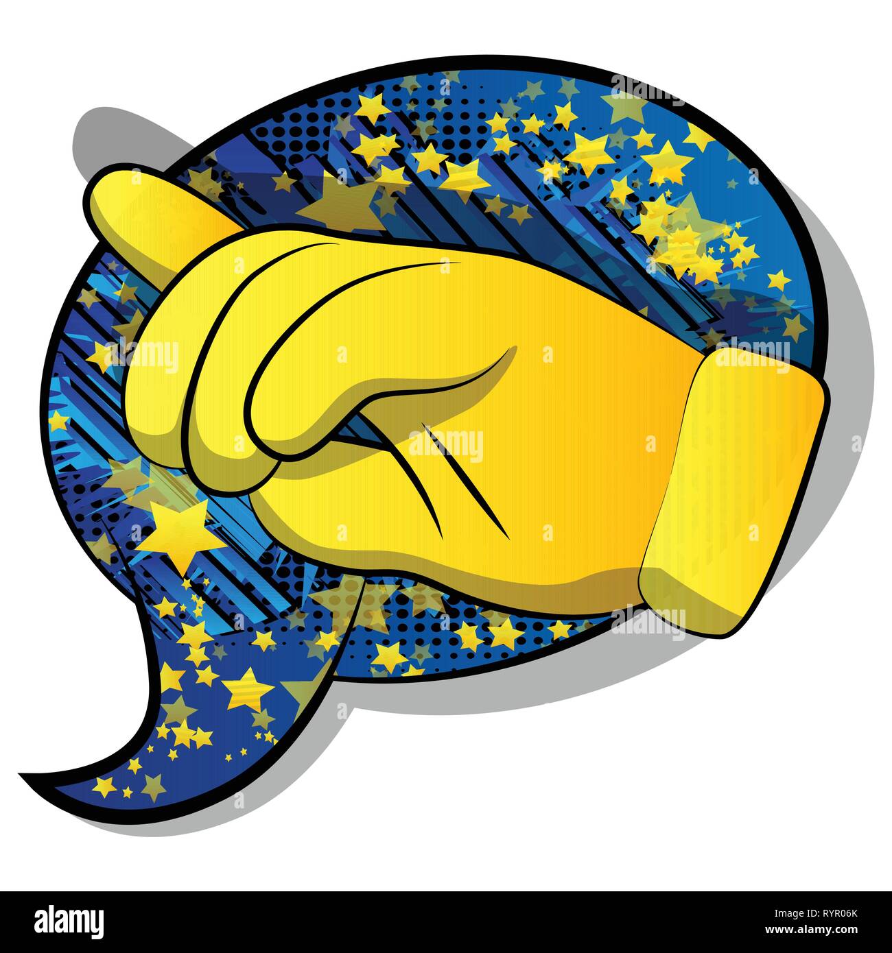 Vector cartoon pointing hand. Illustrated hand expression, gesture on ...