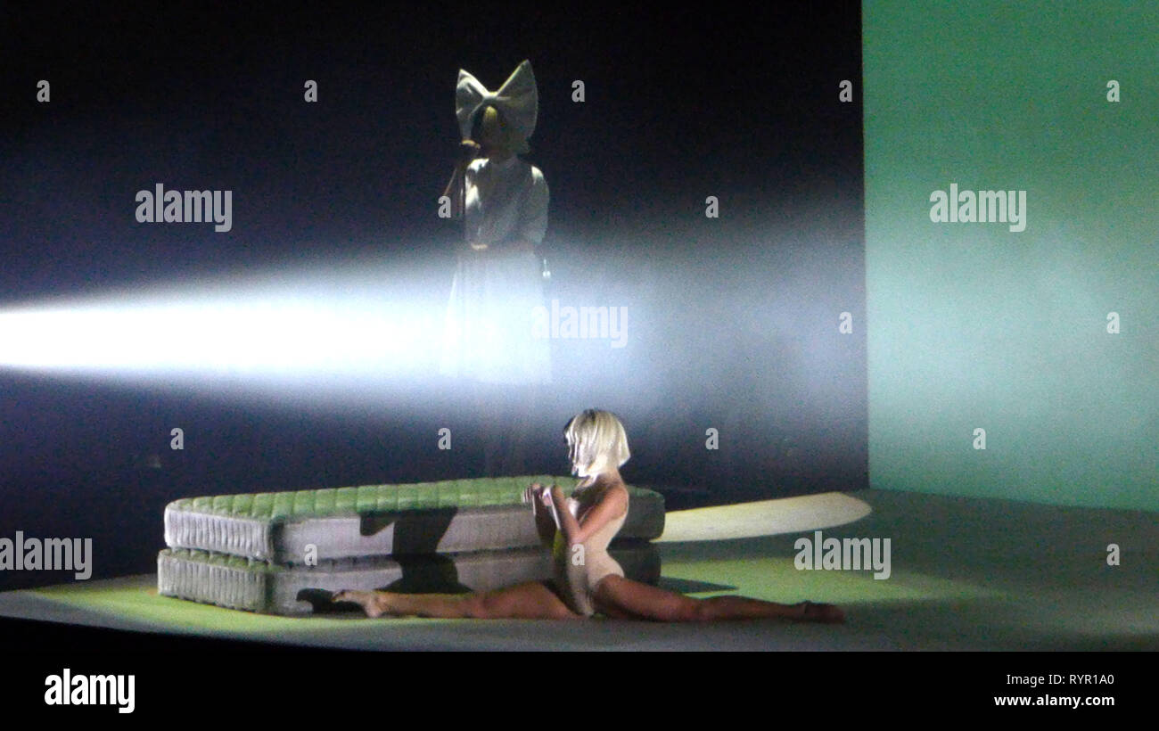 LOS ANGELES, CA - OCTOBER 9: Singer Sia performs in concert on ...