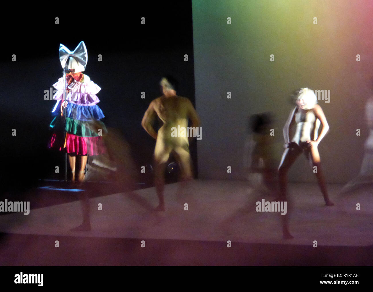 LOS ANGELES, CA - OCTOBER 9: Singer Sia performs in concert on ...