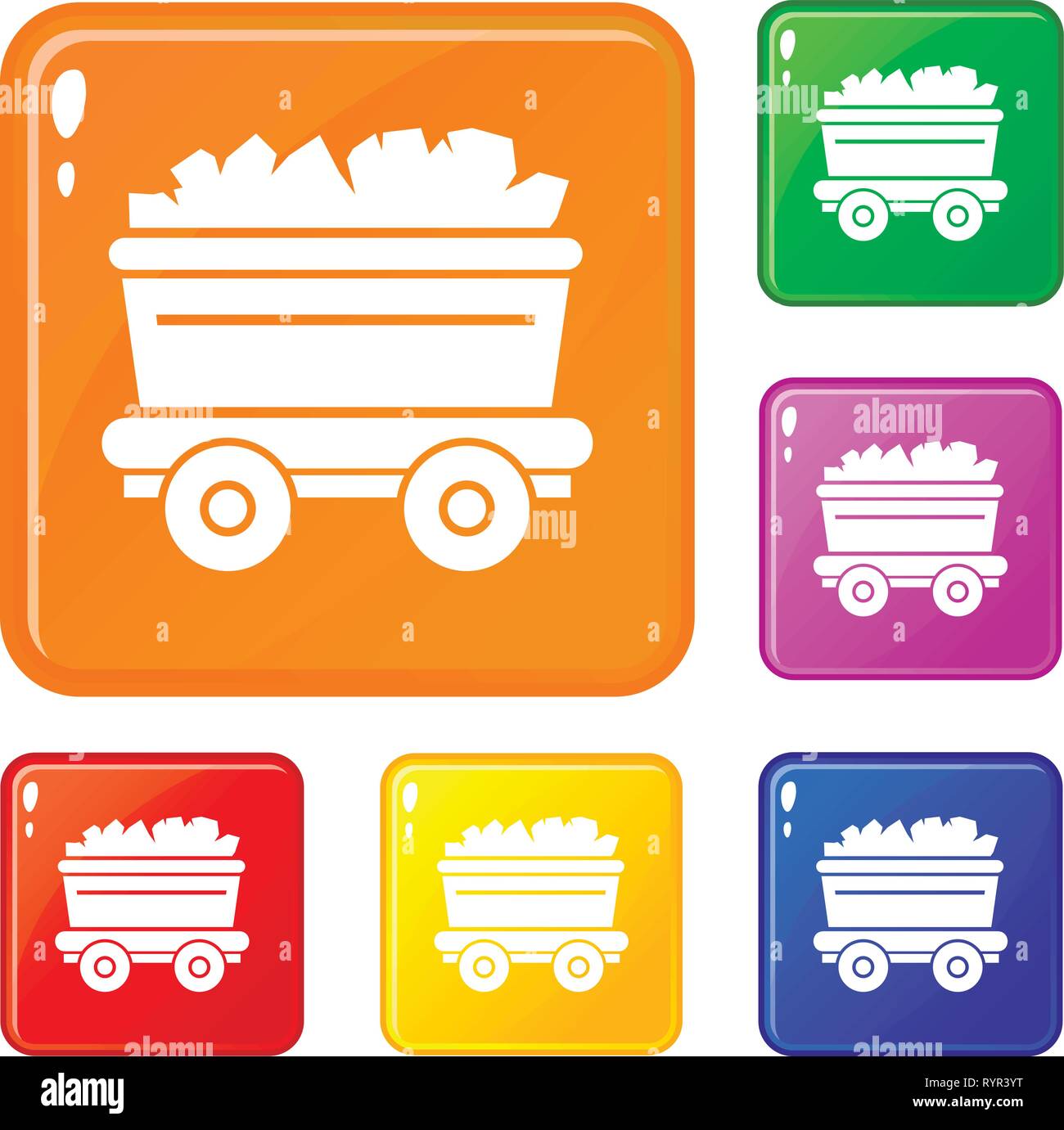 Mine cart icons set vector color Stock Vector Image & Art - Alamy