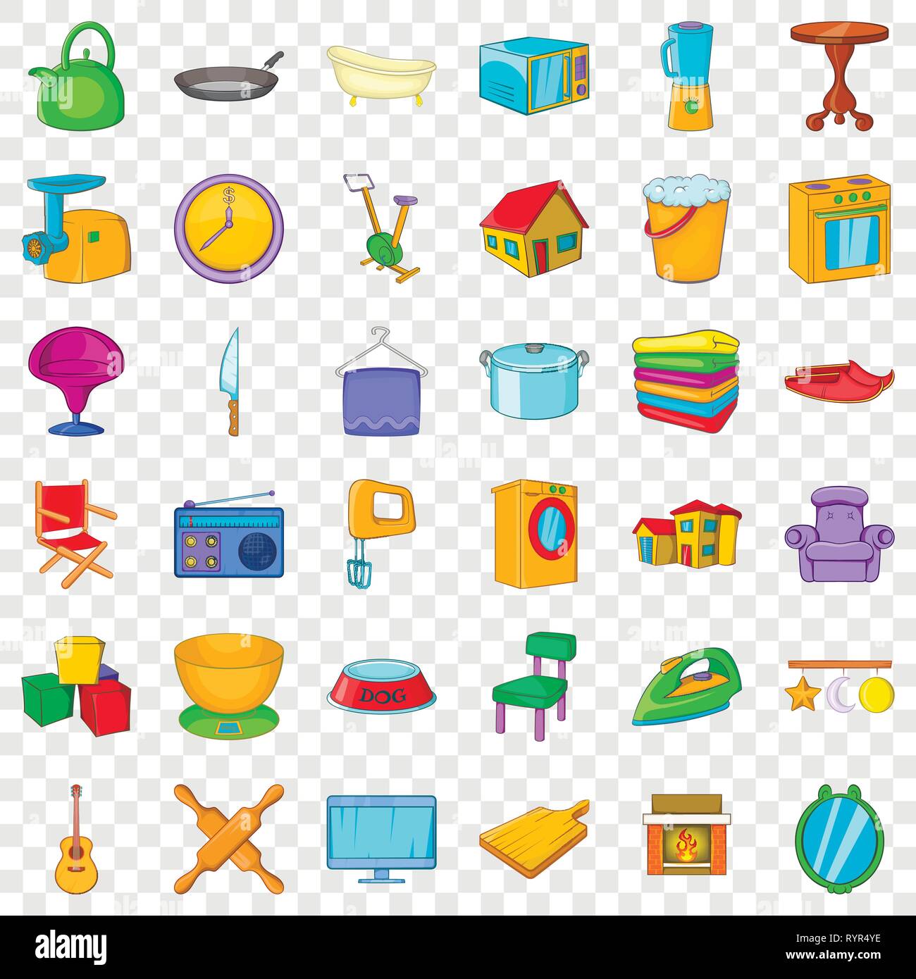 Indoor icons set, cartoon style Stock Vector Image & Art - Alamy