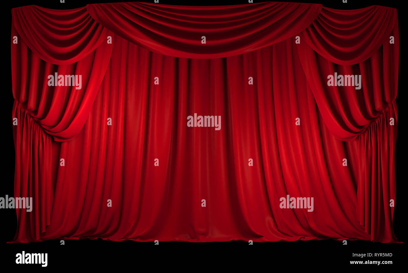 Red Theatre Curtain Isolated Stock Photo - Alamy