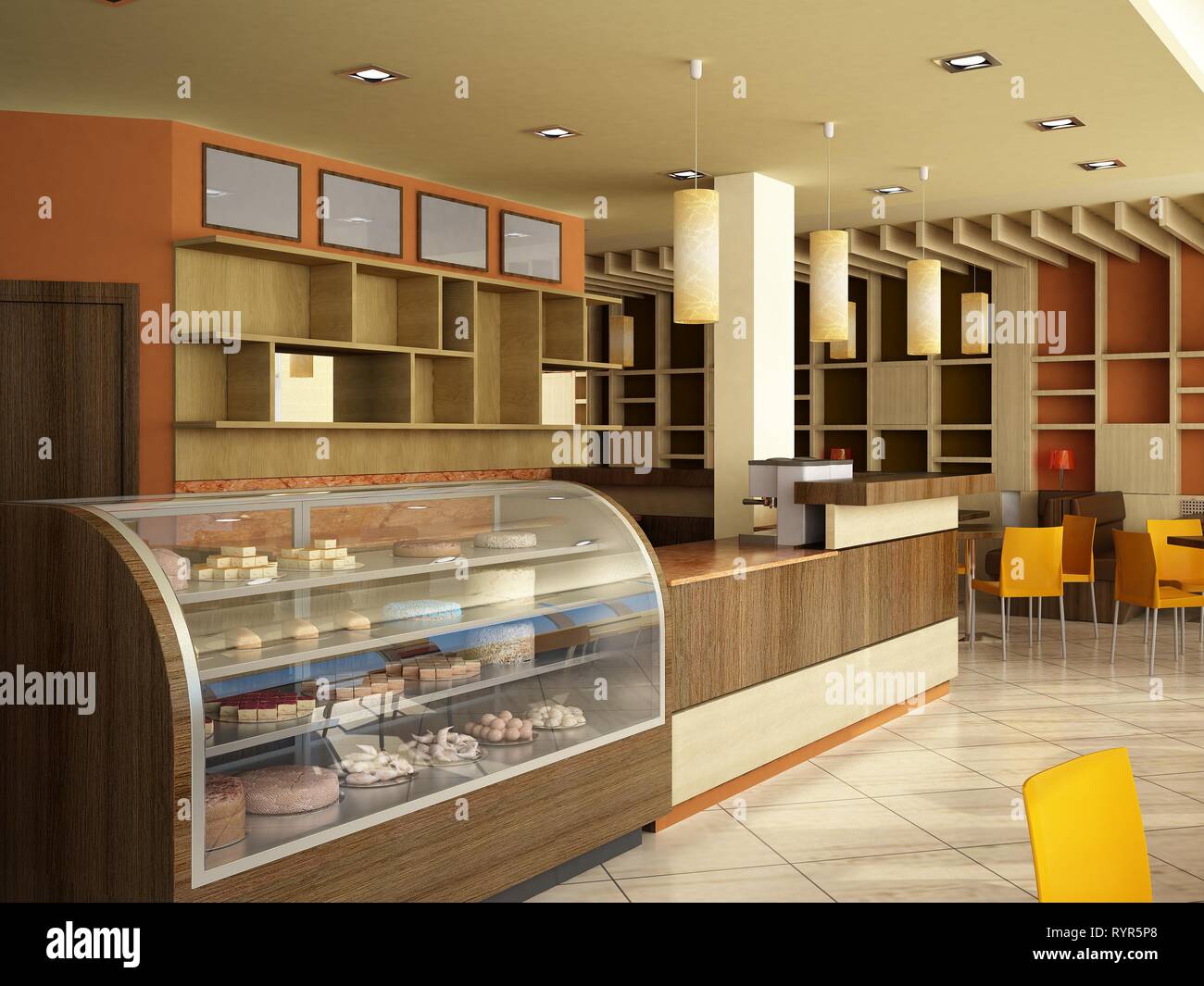 3d restaurant / fast food render Stock Photo - Alamy