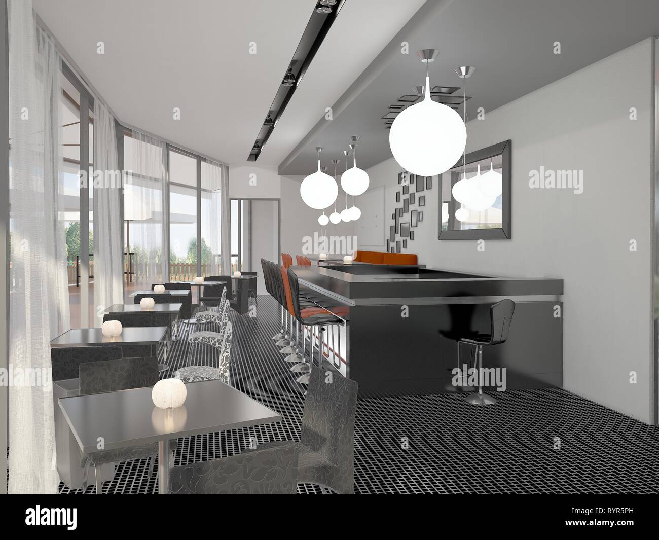 3d restaurant / fast food render Stock Photo - Alamy