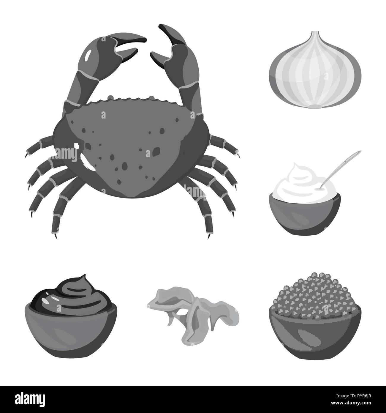 crab,onion,cream,ketchup,mushroom,caviar,seafood,vegetables,sour,sauce ...
