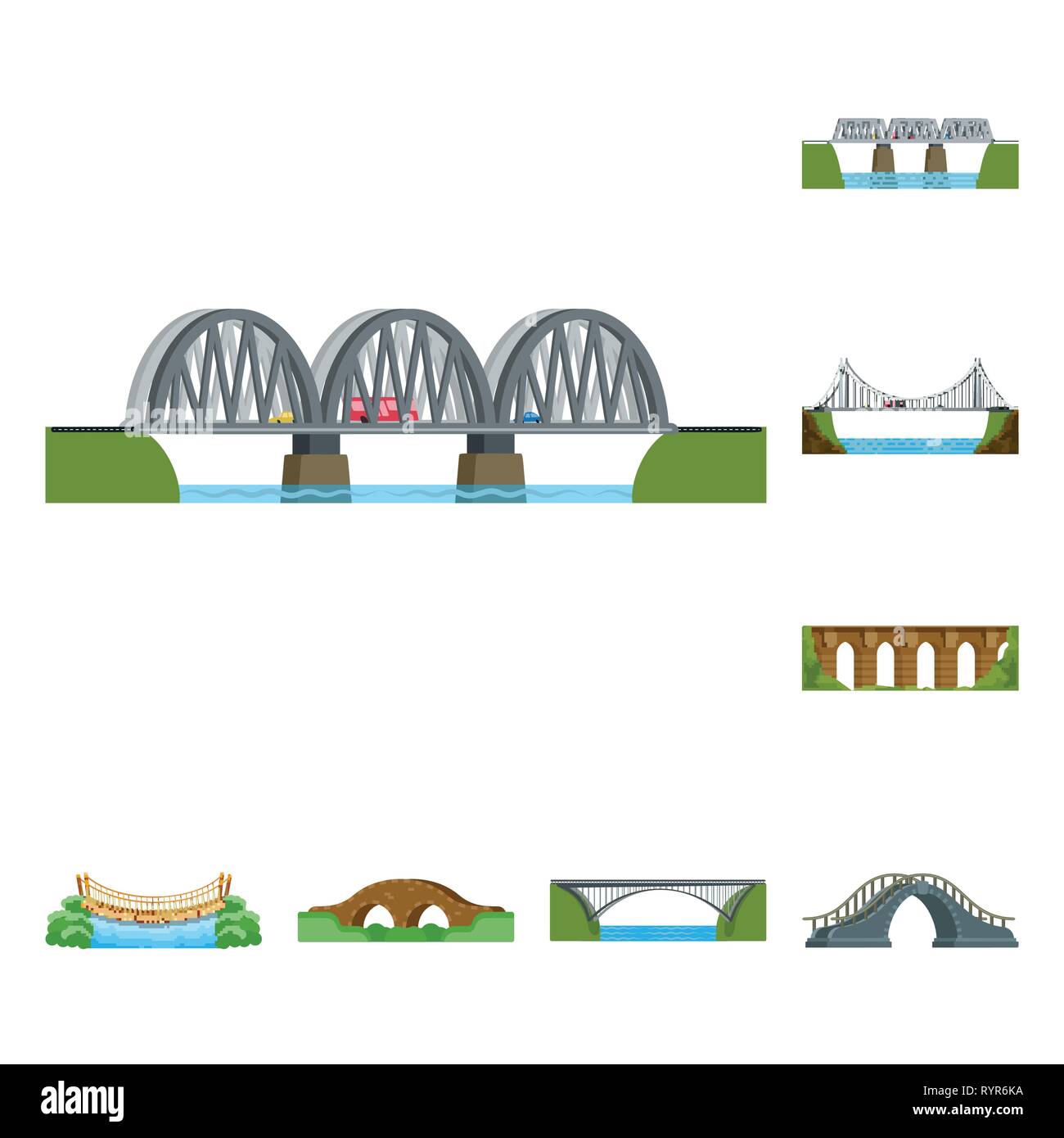 Vector design of bridgework and bridge icon. Set of bridgework and ...