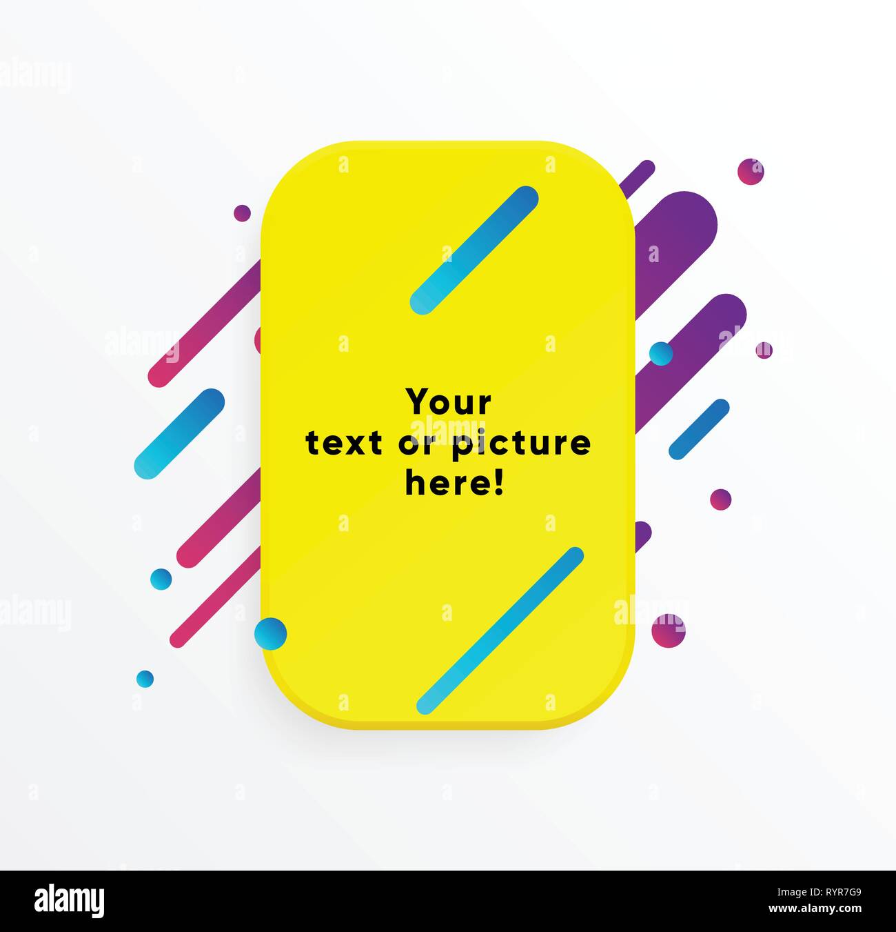 Yellow abstract Text box shape with trendy neon lines and circles ... Yellow abstract Text box shape with trendy neon lines and circles ...