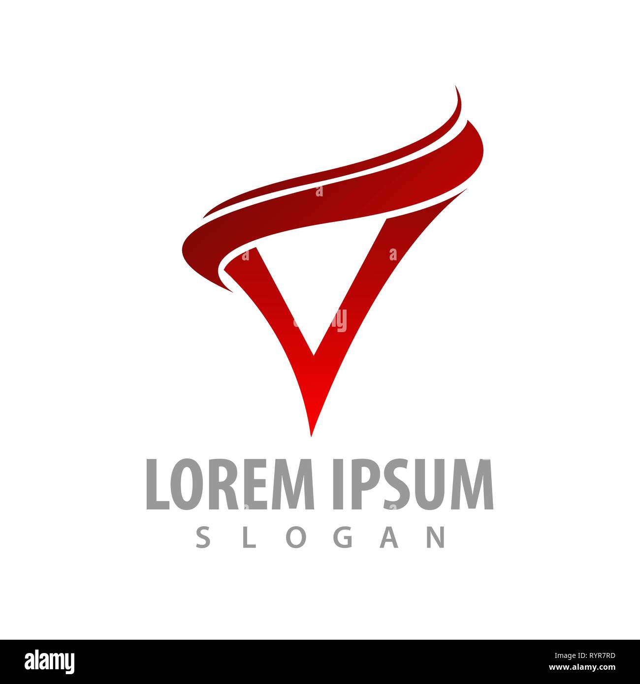 Red Swoosh letter V concept design. Symbol graphic template element ...