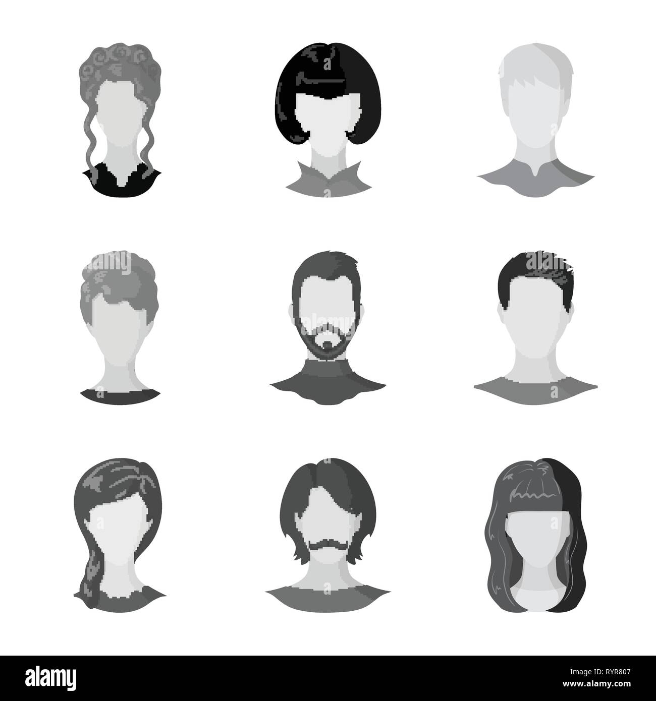 Vector design of character and profile symbol. Set of character and ...